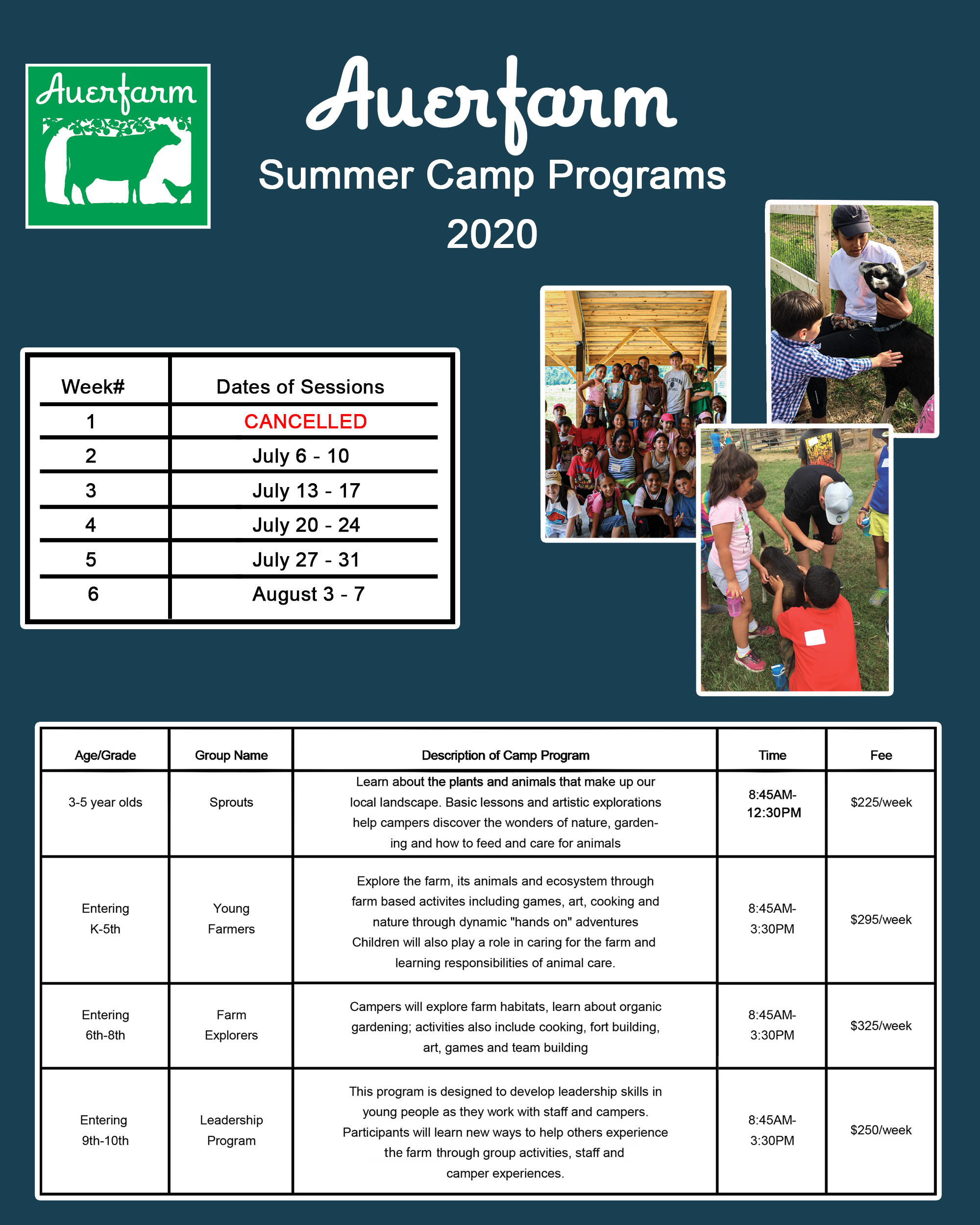 2020 Summer Camp Program Flyer 1 – Auerfarm